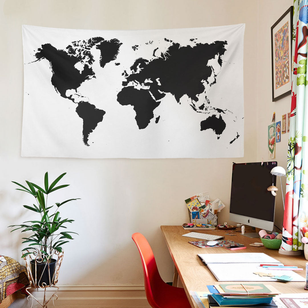 WALLHANG | World Map Black Wall Covering