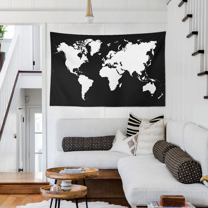 WALLHANG | World Map White Wall Covering